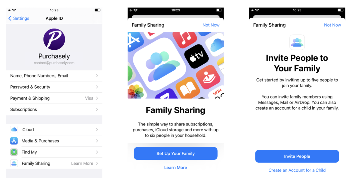 Family sharing In-App Purchase: principles and recommendations